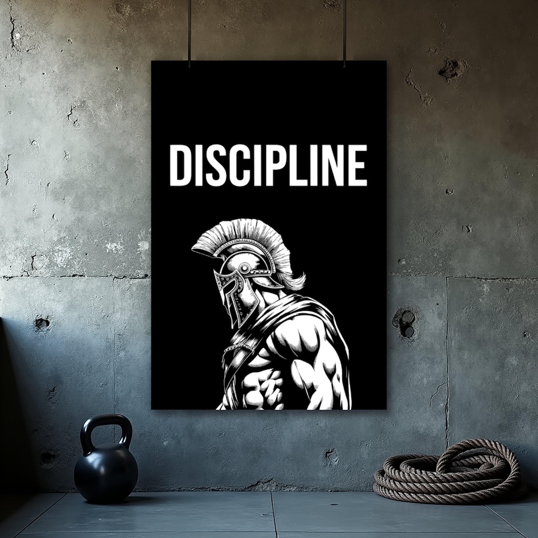 Motivational Quote Poster, Spartan Warrior Discipline, Gym Wall Art ...