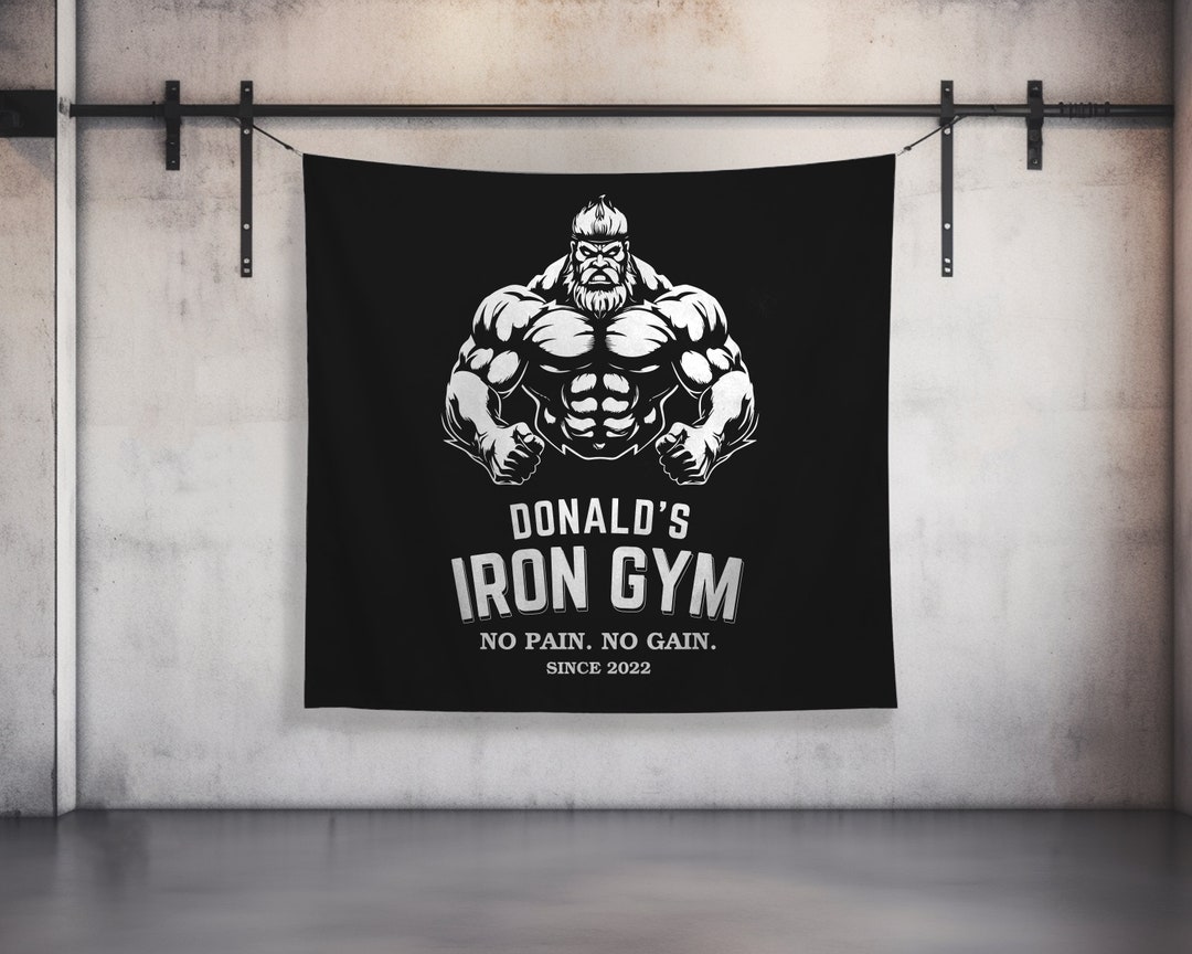 Custom Gym Tapestry | Home Gym Flag Decor | Large Quote Wall Art ...