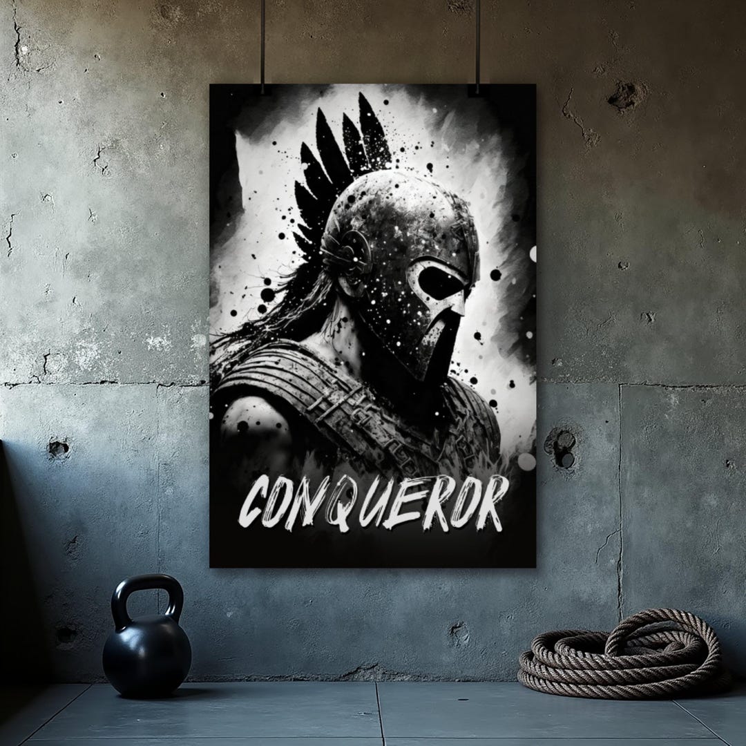 Conqueror Poster, Motivational Poster for Home Gym, Fitness Wall Art ...