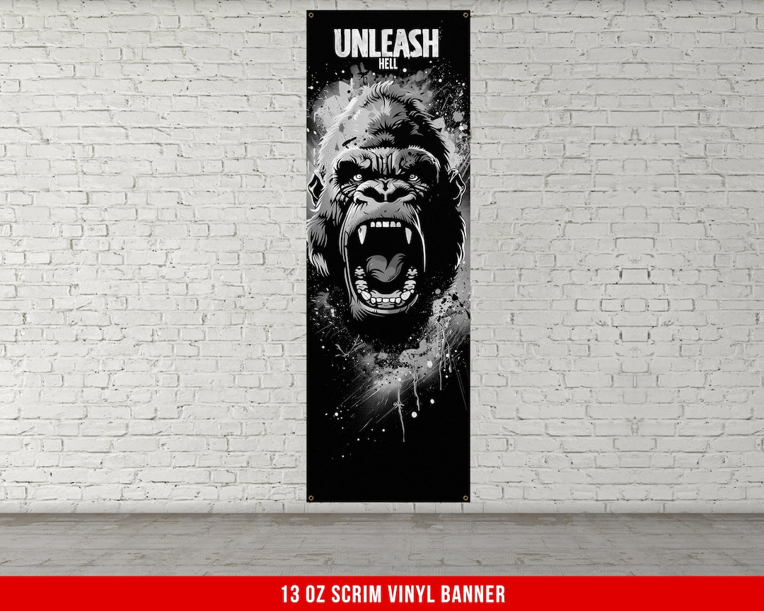 Unleash Hell Banner - Home Gym Decor - Large Motivational Wall Art ...