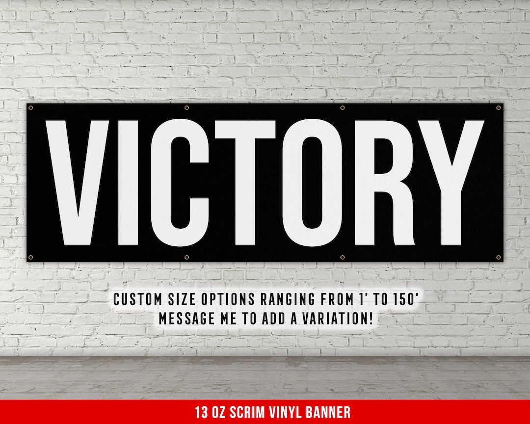Victory Banner - Motivational Home Gym Decor - Large Quote Wall Art ...