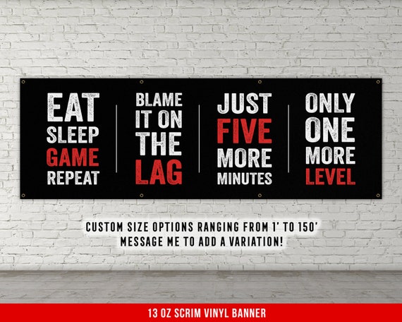 Video Game Banner Gamer Decor Gaming Large Quote Wall Art | Etsy