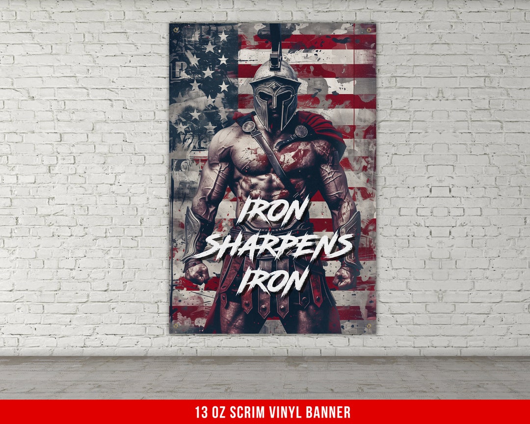 Iron Sharpens Iron Banner - Home Gym Decor - Large Inspirational Wall ...
