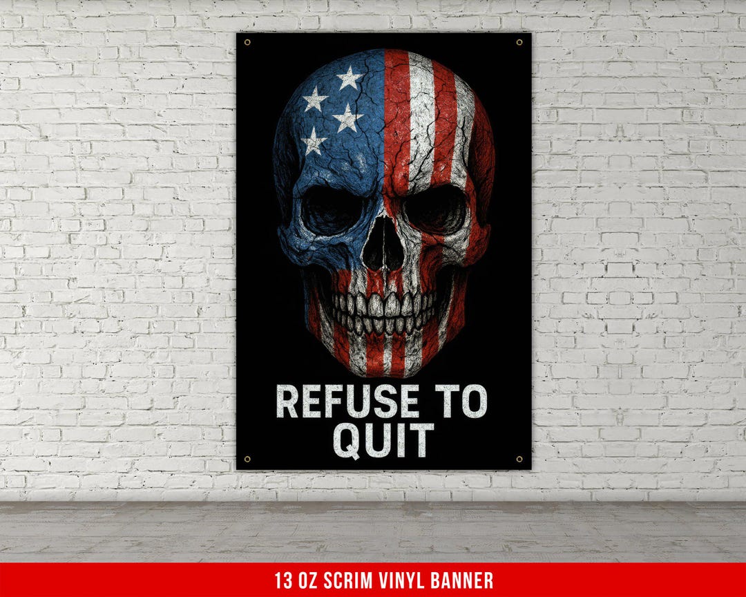 American Skull Banner, Refuse to Quit Motivation Poster, Home Gym Decor ...