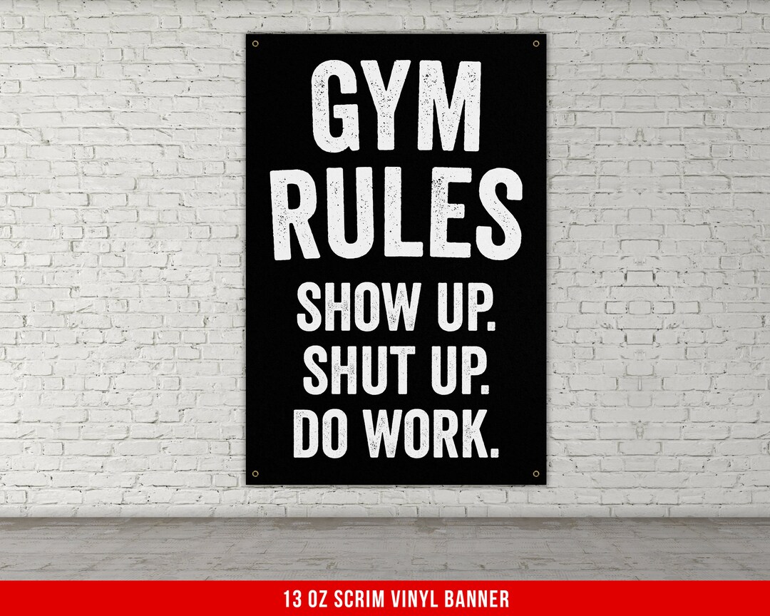 Gym Rules Banner - Home Gym Decor - Large Quotes Wall Art ...