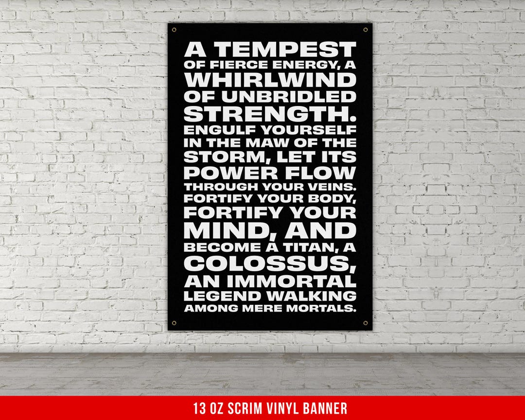 Tempest of Fierce - Home Gym Banner - Motivational Workout Decor ...