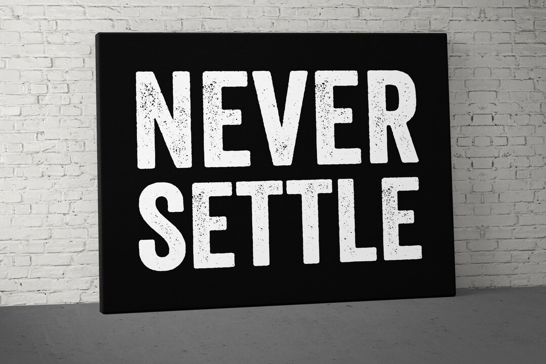 Never Settle Canvas - Home Gym Decor - Large Motivational Office Wall ...