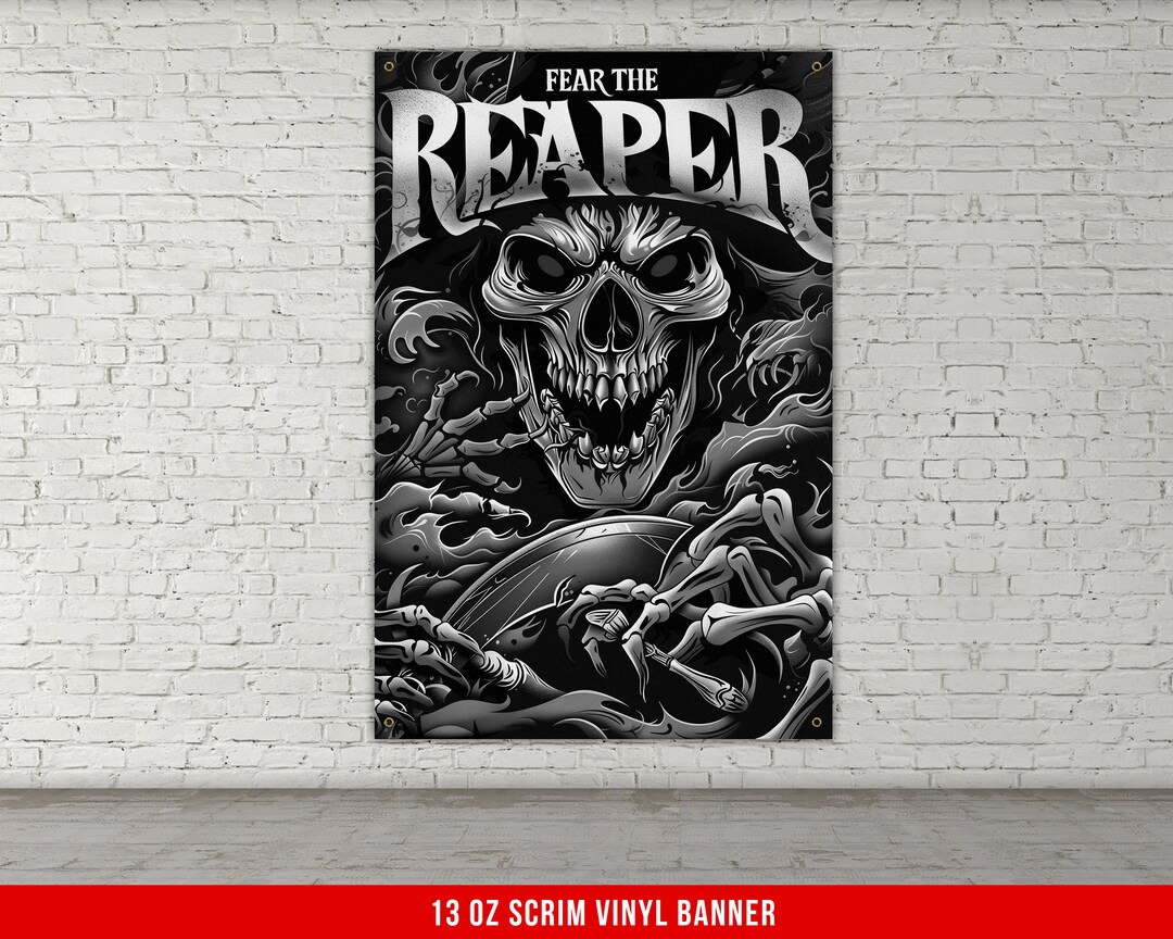 Fear the Reaper Banner - Strength Training Decor - Large Motivational ...