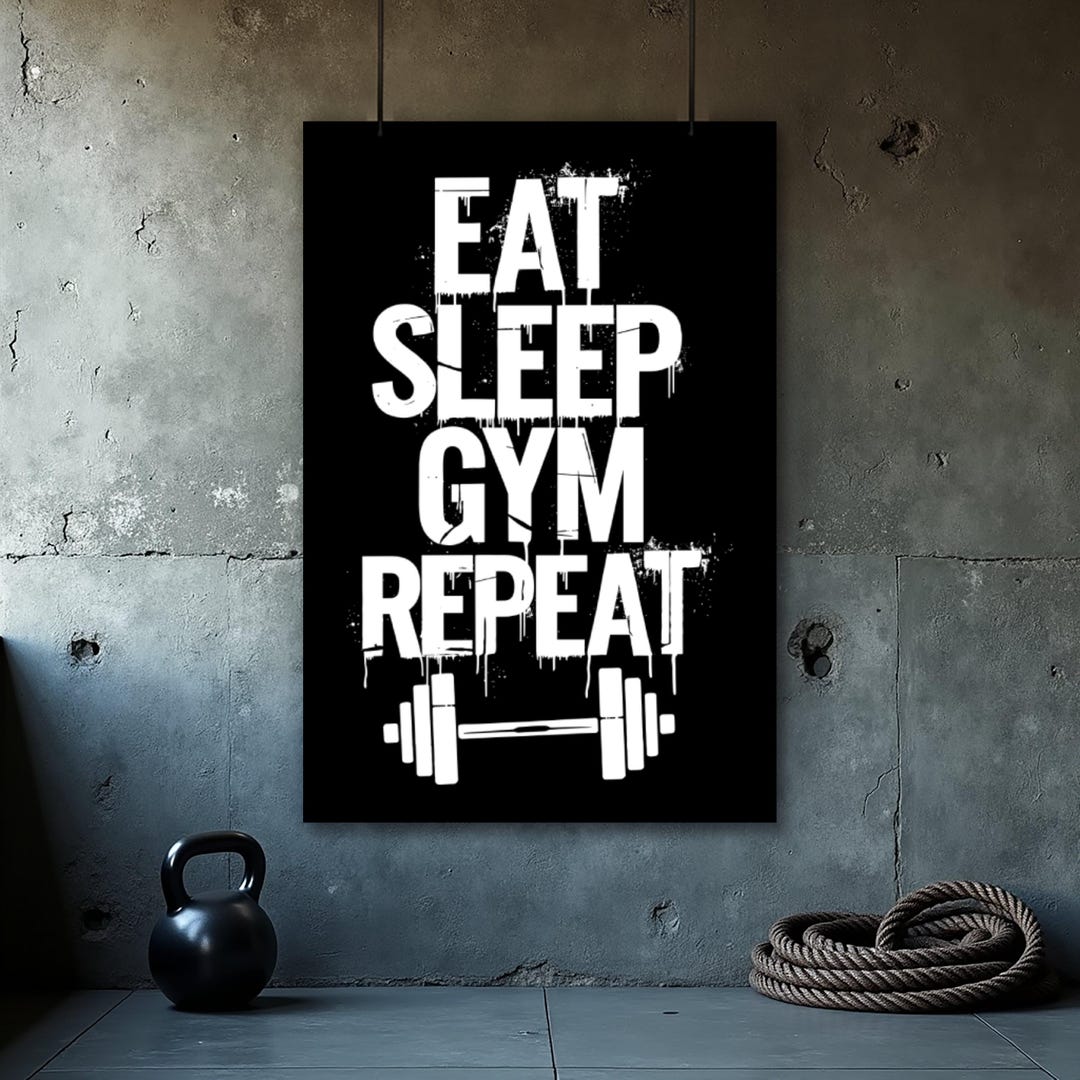 Eat Sleep Gym Repeat Motivational Poster for Home Gym Office Decor ...