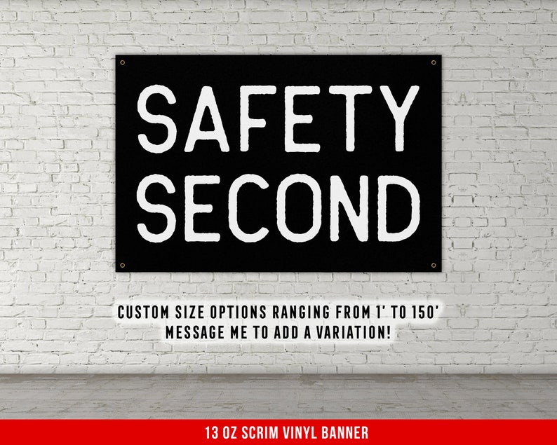 Safety Second Banner Home Gym Decor Large Quotes Wall Art | Etsy