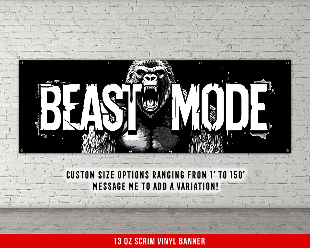 Beast Mode Banner, Gym Motivational Wall Decor, Home Gym Inspirational ...