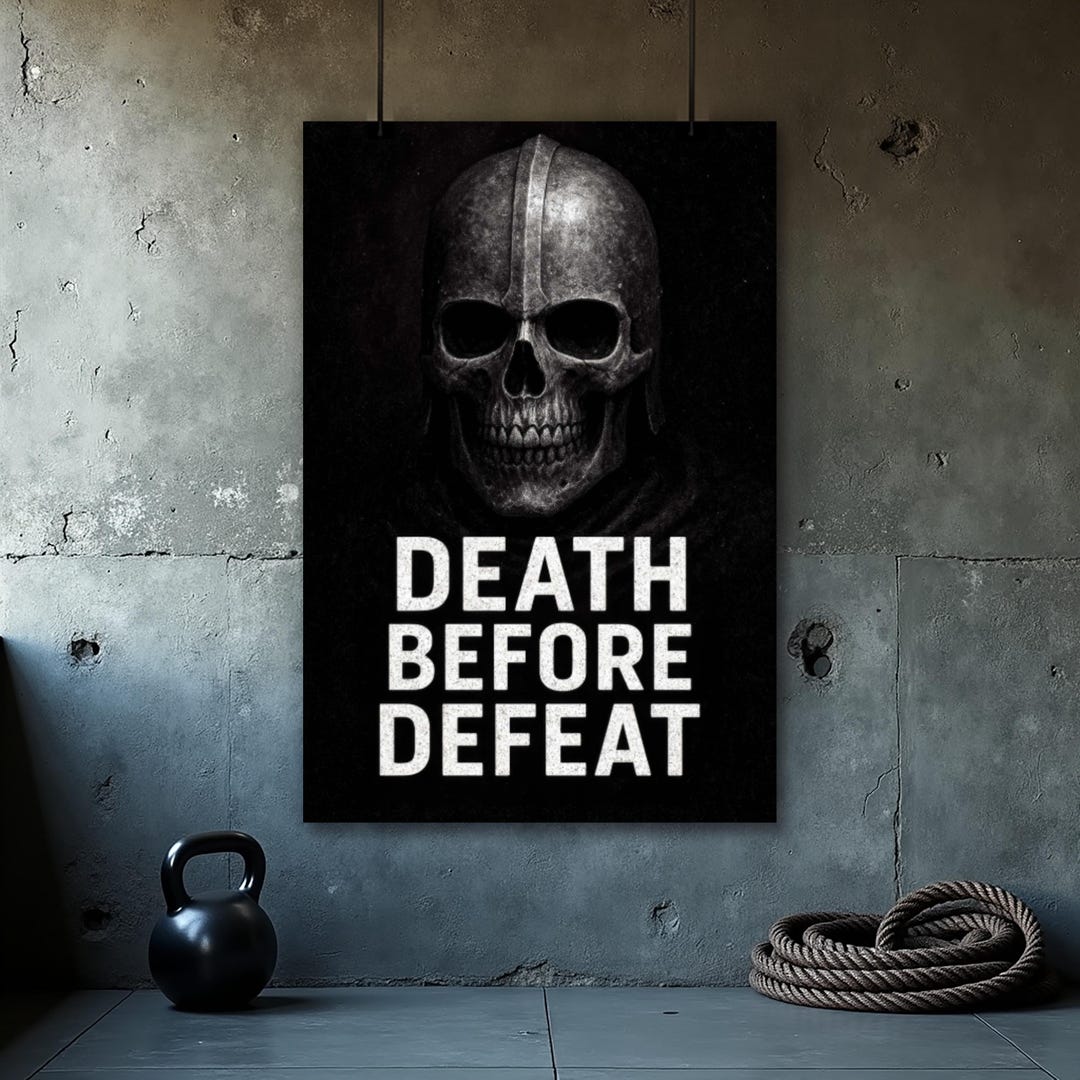 Death Before Defeat Poster, Gym Decor, Motivational Poster ...