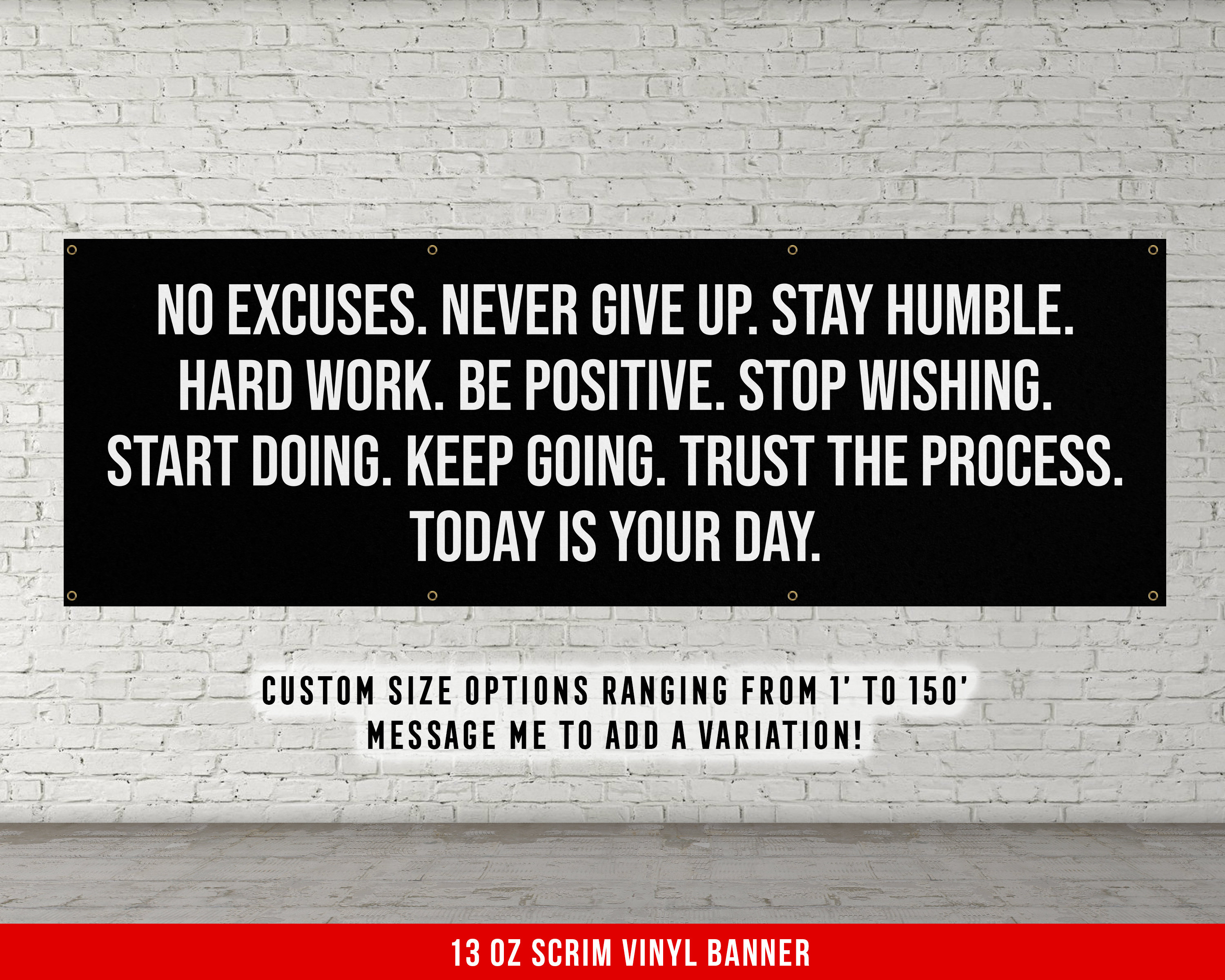 Motivational Quotes Banner Home Gym Decor Large Quotes | Etsy