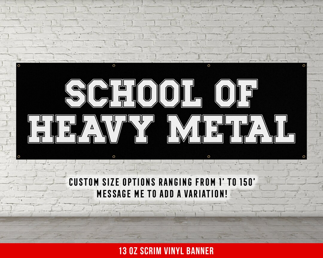 School of Heavy Metal Banner Motivational Home Gym Decor Large Quote ...