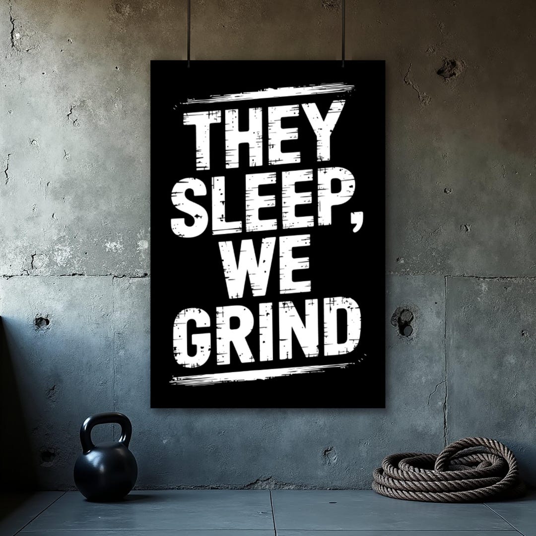 They Sleep We Grind Poster, Home Gym Poster, Fitness Motivation Art ...