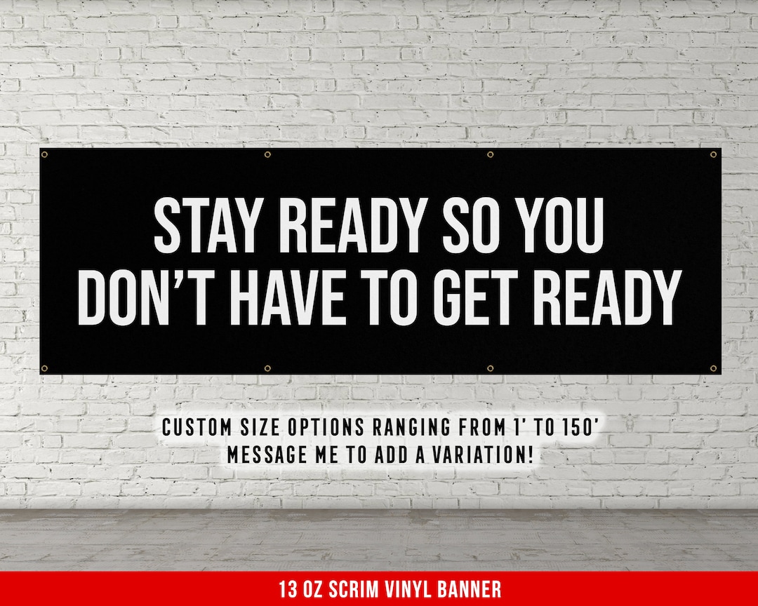 Stay Ready Banner - Home Gym Decor - Large Quote Wall Art - Fitness ...