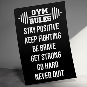 Gym Rules Poster, Home Gym Wall Art, Fitness Poster, Motivation Poster ...