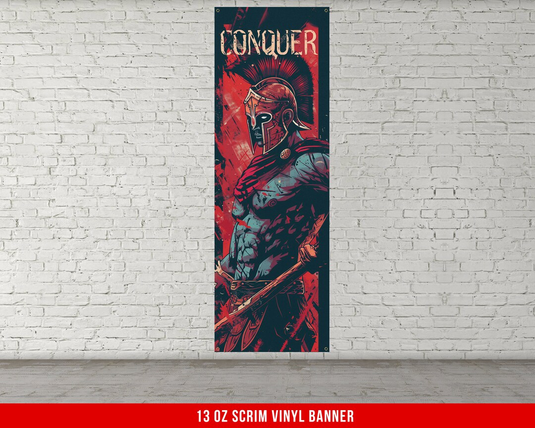 Conquer Banner - Inspirational Wall Art - Home Gym Decor - Workout ...