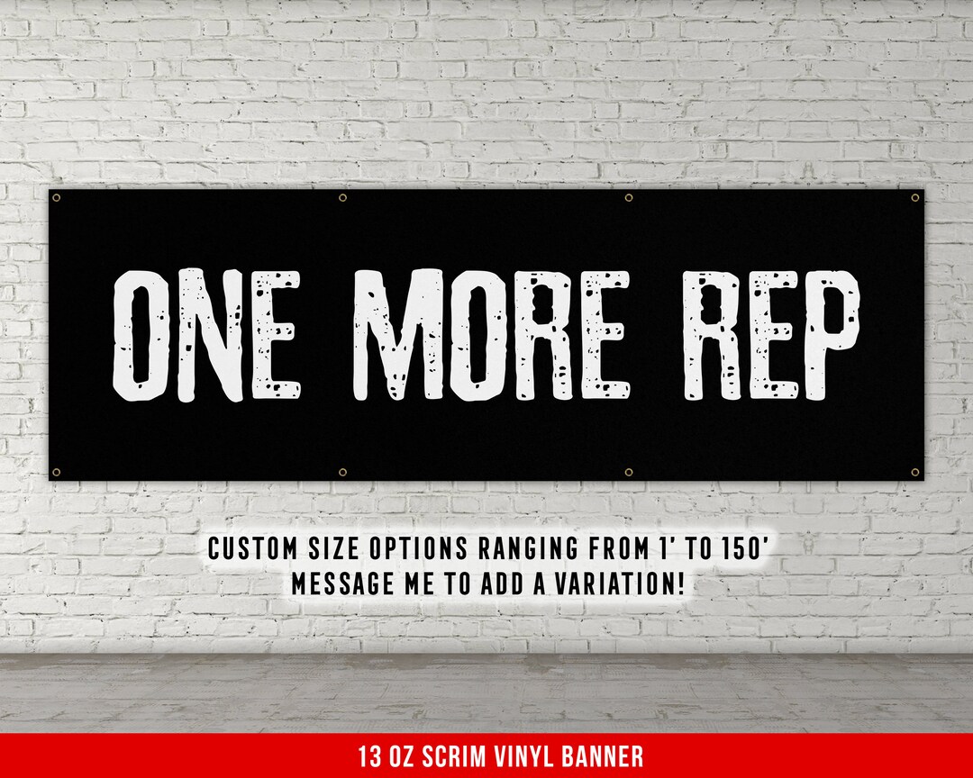One More Rep Banner - Home Gym Decor - Large Quote Wall Art - Fitness ...