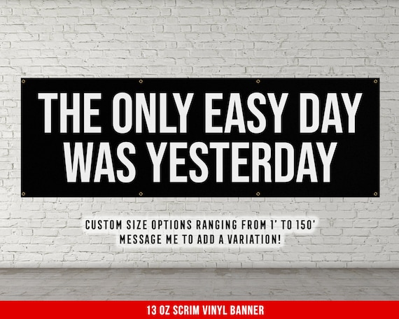The Only Easy Day Banner Motivational Home Gym Decor Large - Etsy