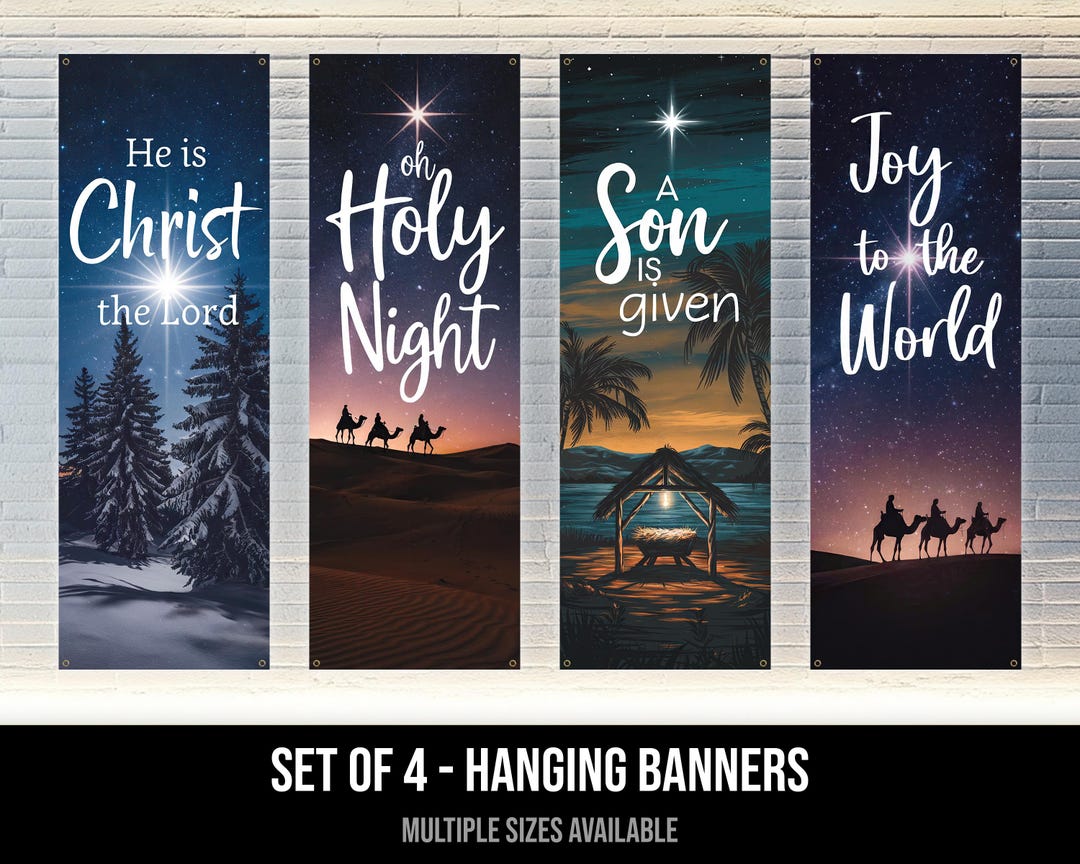Set of 4 Church Banners - Peace Love Joy Hope - Sanctuary Decor ...
