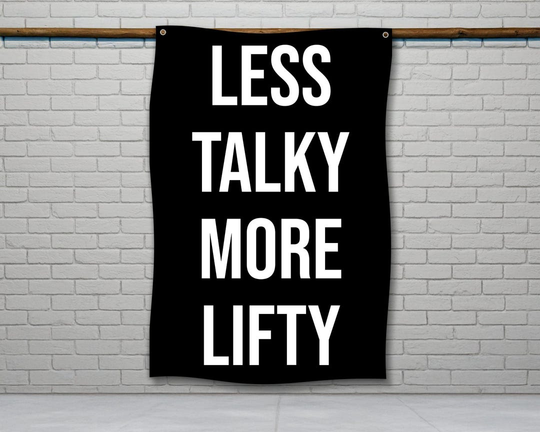 Home Gym Flag, Less Talky More Lifty, Motivational Gym Decor, Garage ...