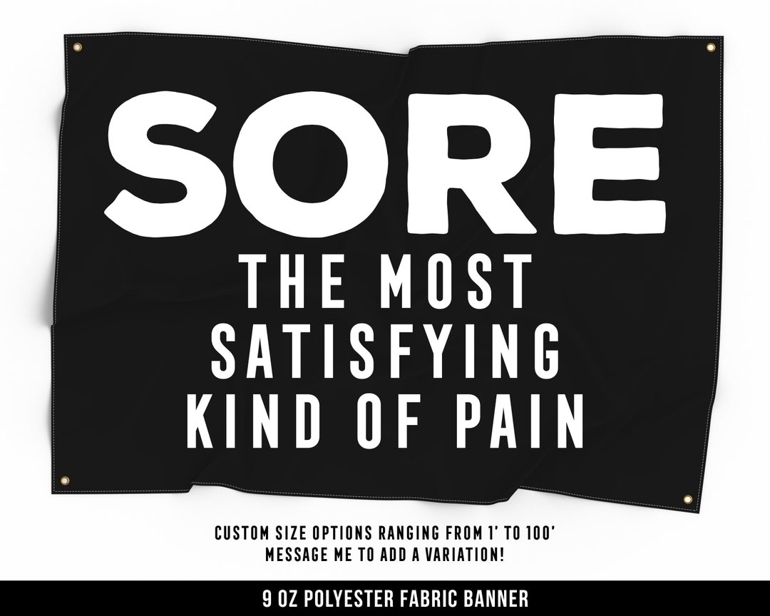 Sore Satisfying Cloth Banner Home Gym Decor Large Wall Art Quote ...