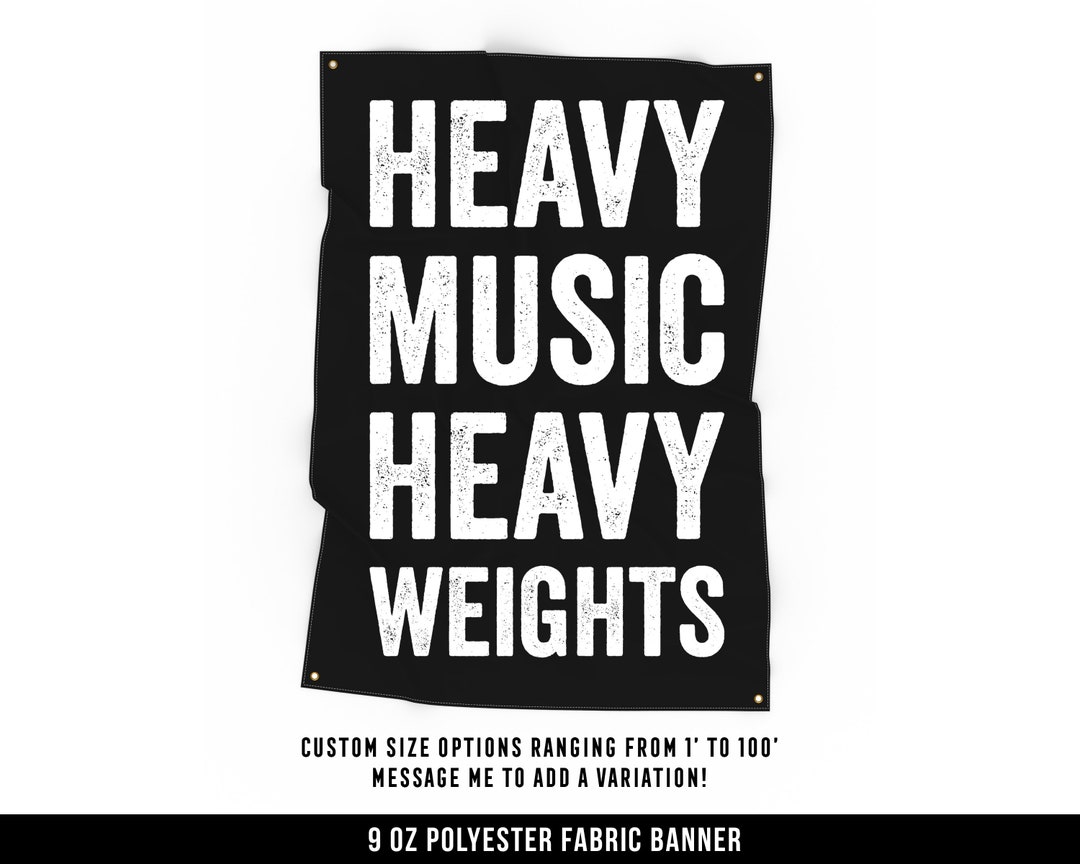 Heavy Music Heavy Weights Cloth Banner Home Gym Decor Large Wall Art ...