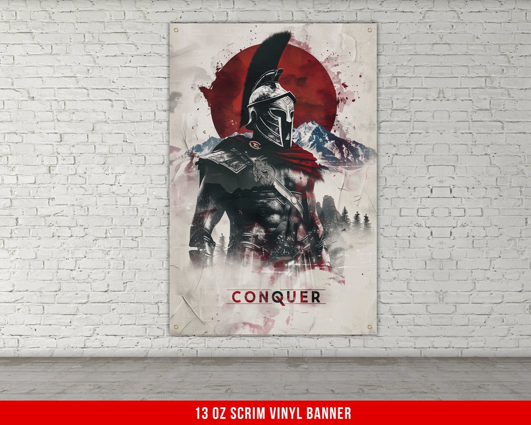 Conquer Banner - Exercise Inspiration - Home Gym Decor - Large Quote ...