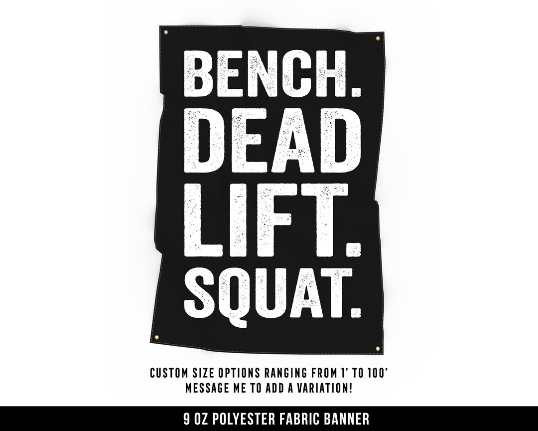Bench Deadlift Squat Cloth Banner Home Gym Decor Large Wall Art Quote ...