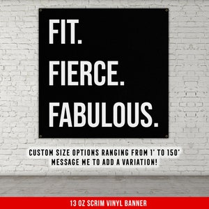 Fit Fierce Fabulous Banner - Home Gym Decor - Large Quote Wall Art ...