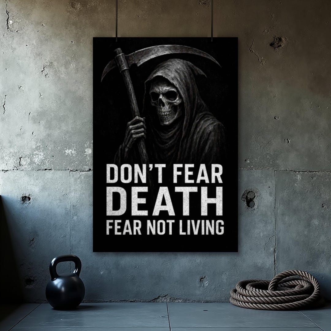 Dont Fear Death Poster, Gym Motivational Art, Home Gym Decor, Fitness ...
