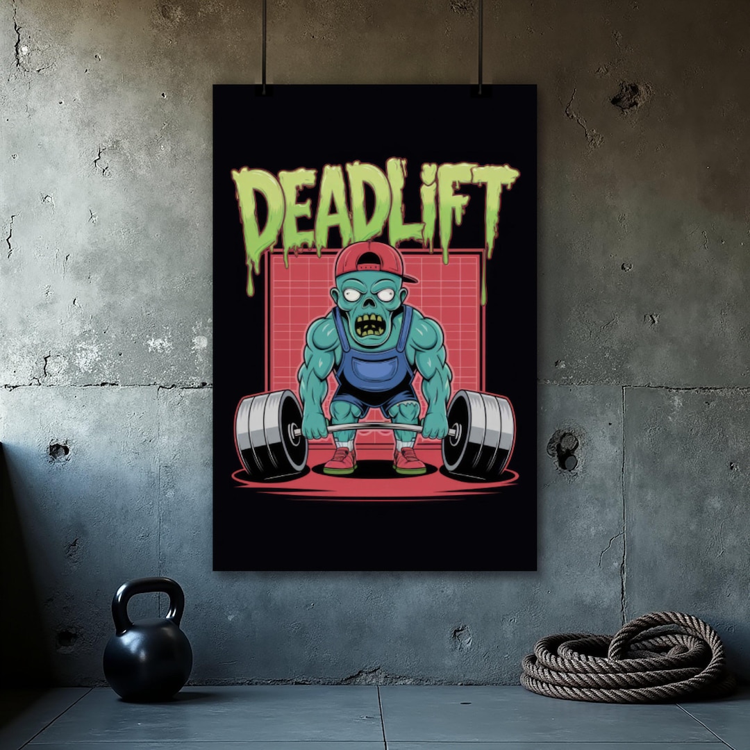 Deadlift Zombie Posters, Home Gym Wall Art, Fitness Print, Bodybuilding ...