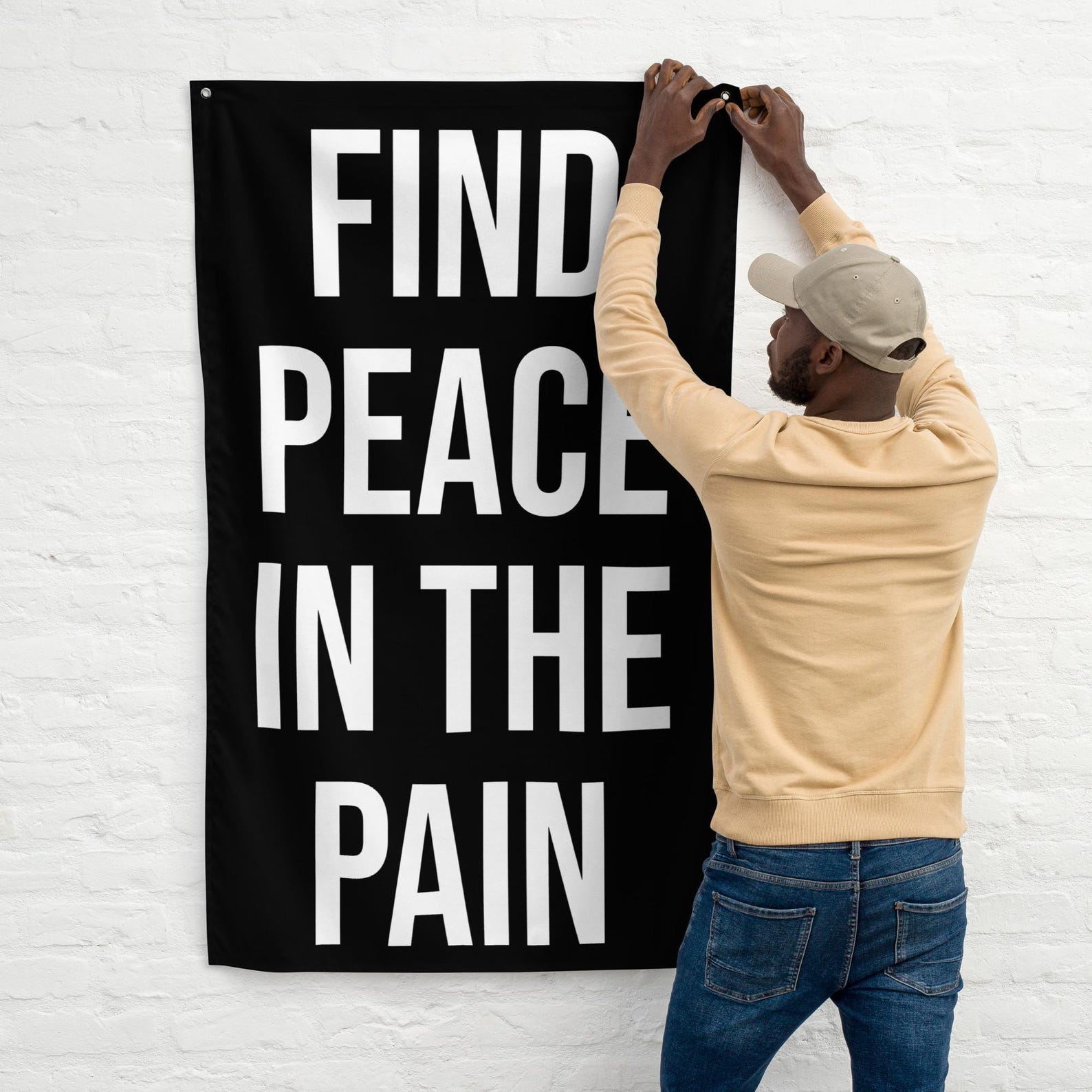 Find Peace - Motivational Gym Flag - Home Gym Decor - Fitness Banner - Etsy