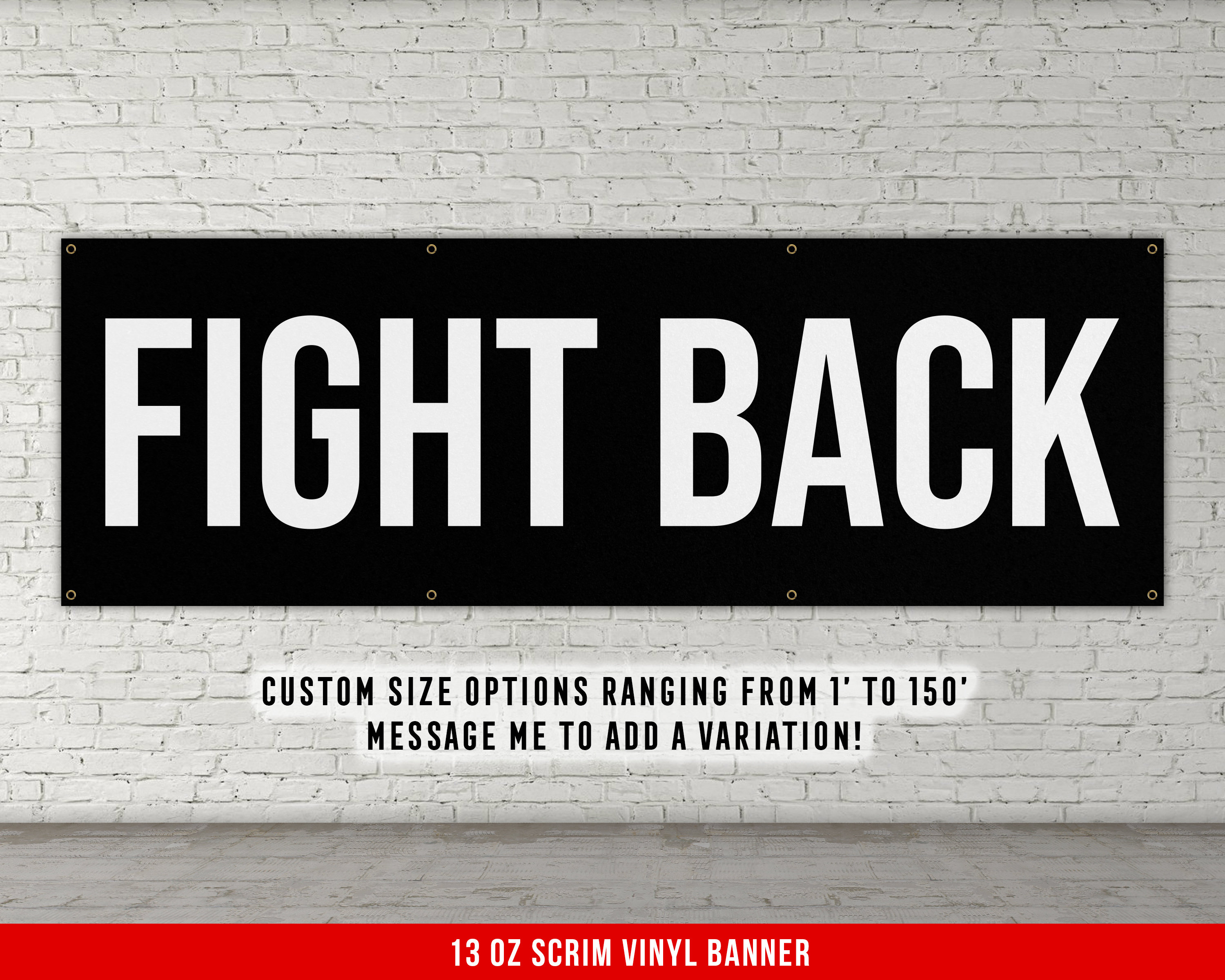 Fight Back Banner Motivational Home Gym Decor Large Quote | Etsy