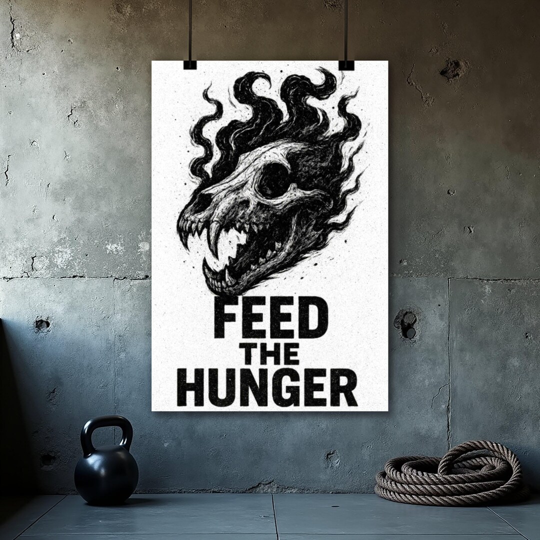 Feed the Hunger Poster, Home Gym Wall Art, Motivational Quote, Fitness ...