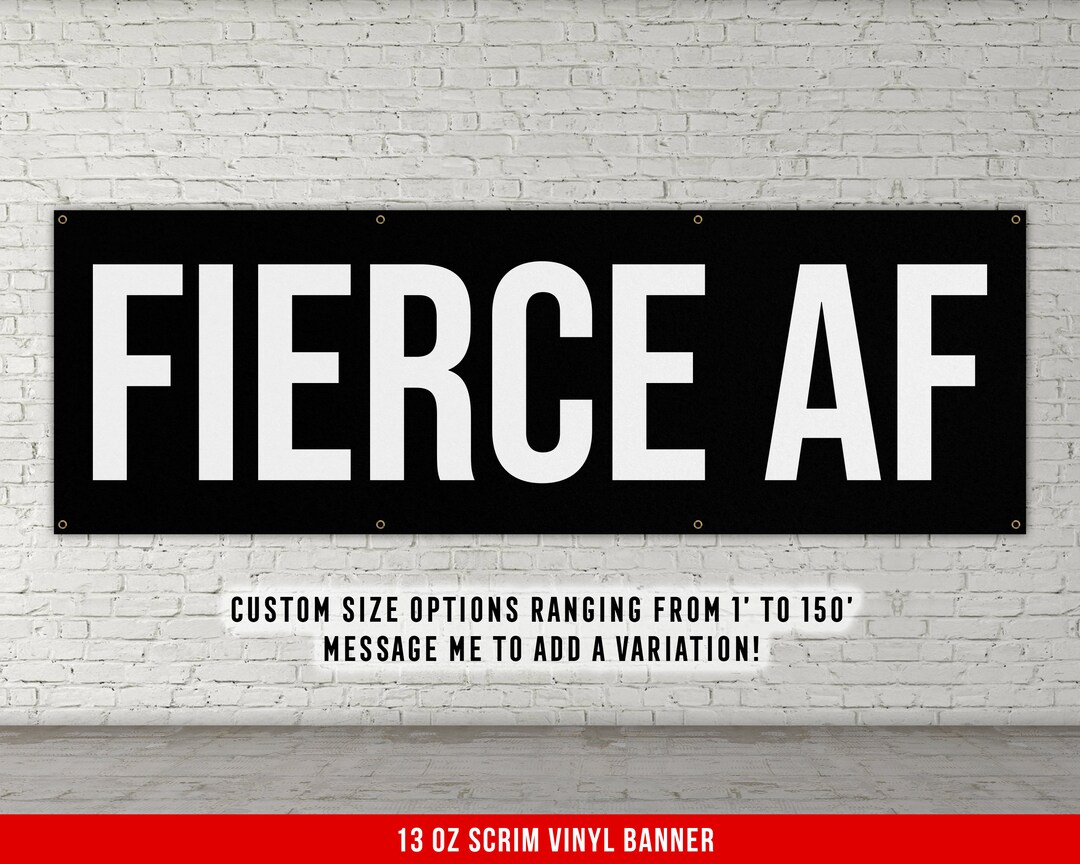 Fierce AF Banner - Motivational Home Gym Decor - Large Quote Wall Art ...
