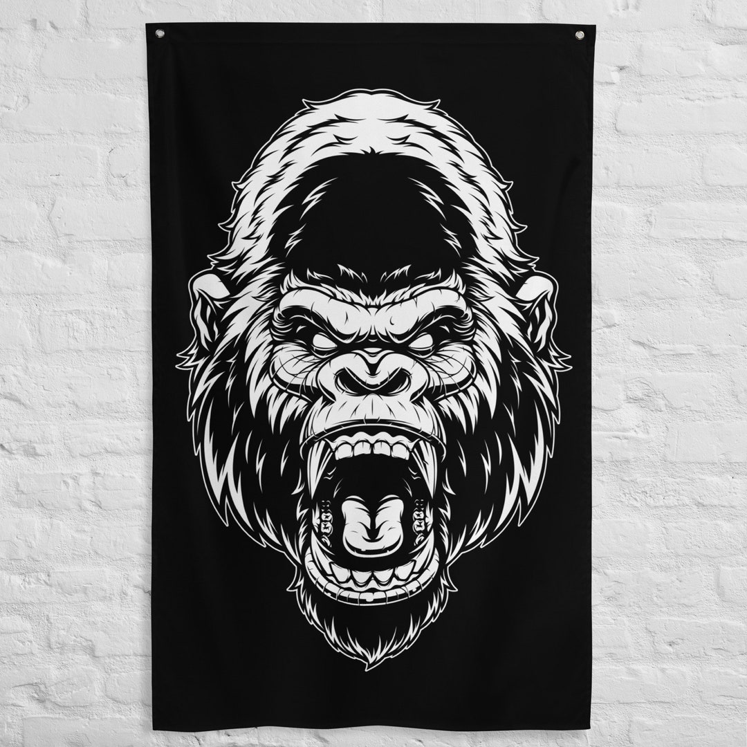 Gorilla Head - Gym Flag - Gym Banner - Gym Accessories - Gym Wall Art ...