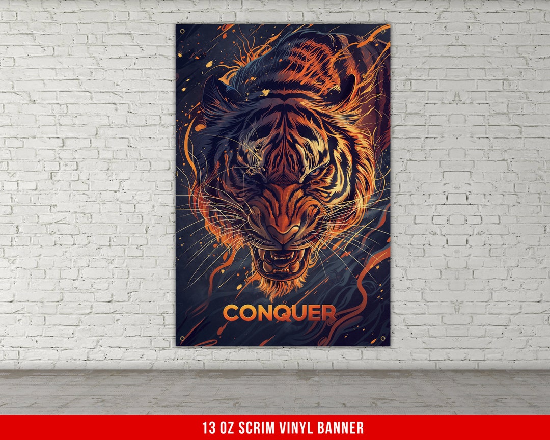 Conquer Banner - Exercise Motivation - Home Gym Decor - Large Quote ...