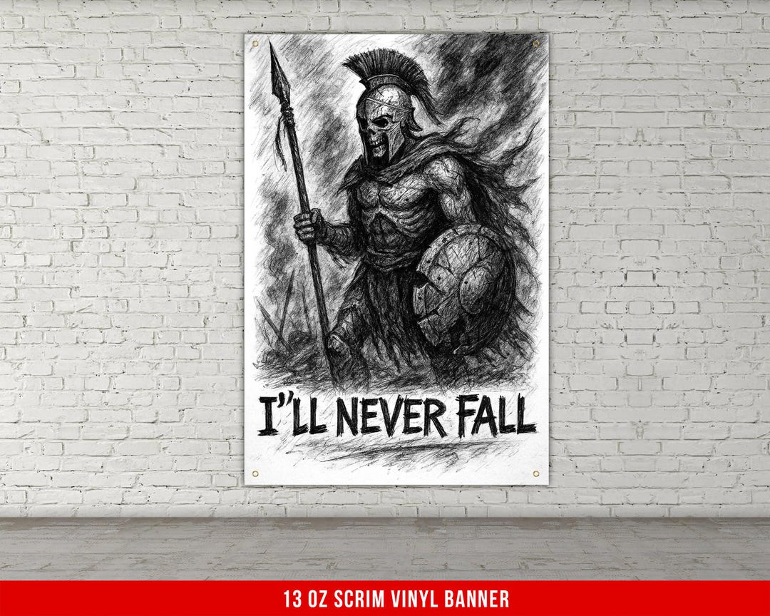Spartan Banner, Motivational Gym Decor, Powerlifting Art, Custom Home ...