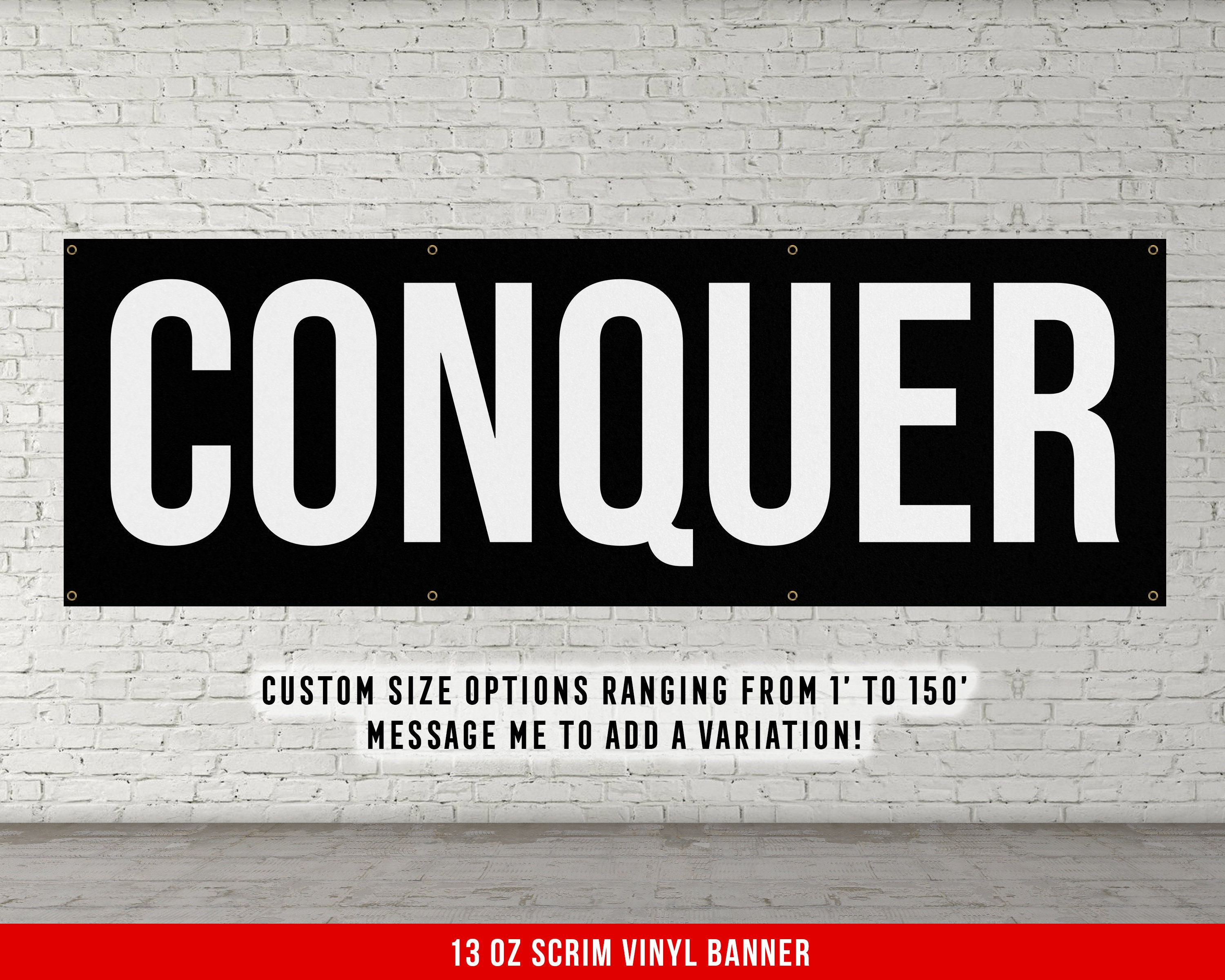 Conquer Banner - Motivational Home Gym Decor - Large Quote Wall Art ...