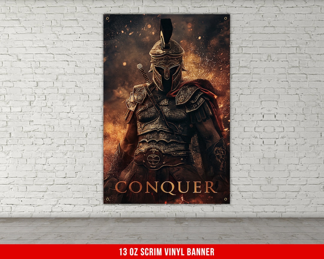 Conquer Banner - Home Gym Inspiration - Large Quote Wall Art - Workout ...