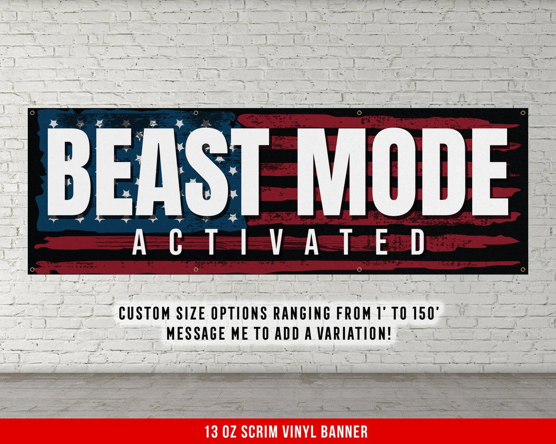 Beast Mode Activated Home Gym Custom Banner Vinyl Decor Large Quote ...