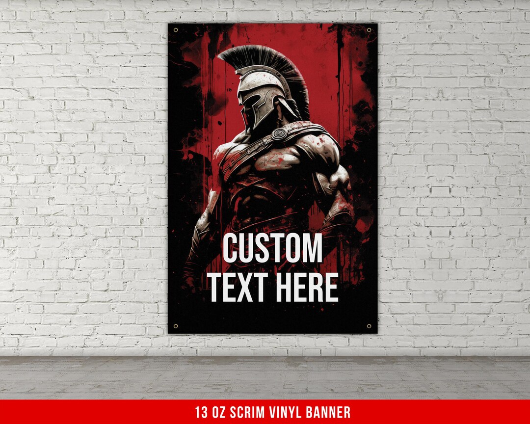 Spartan Banner for Home Gym Decor Motivational Quote Wall Art Fitness ...