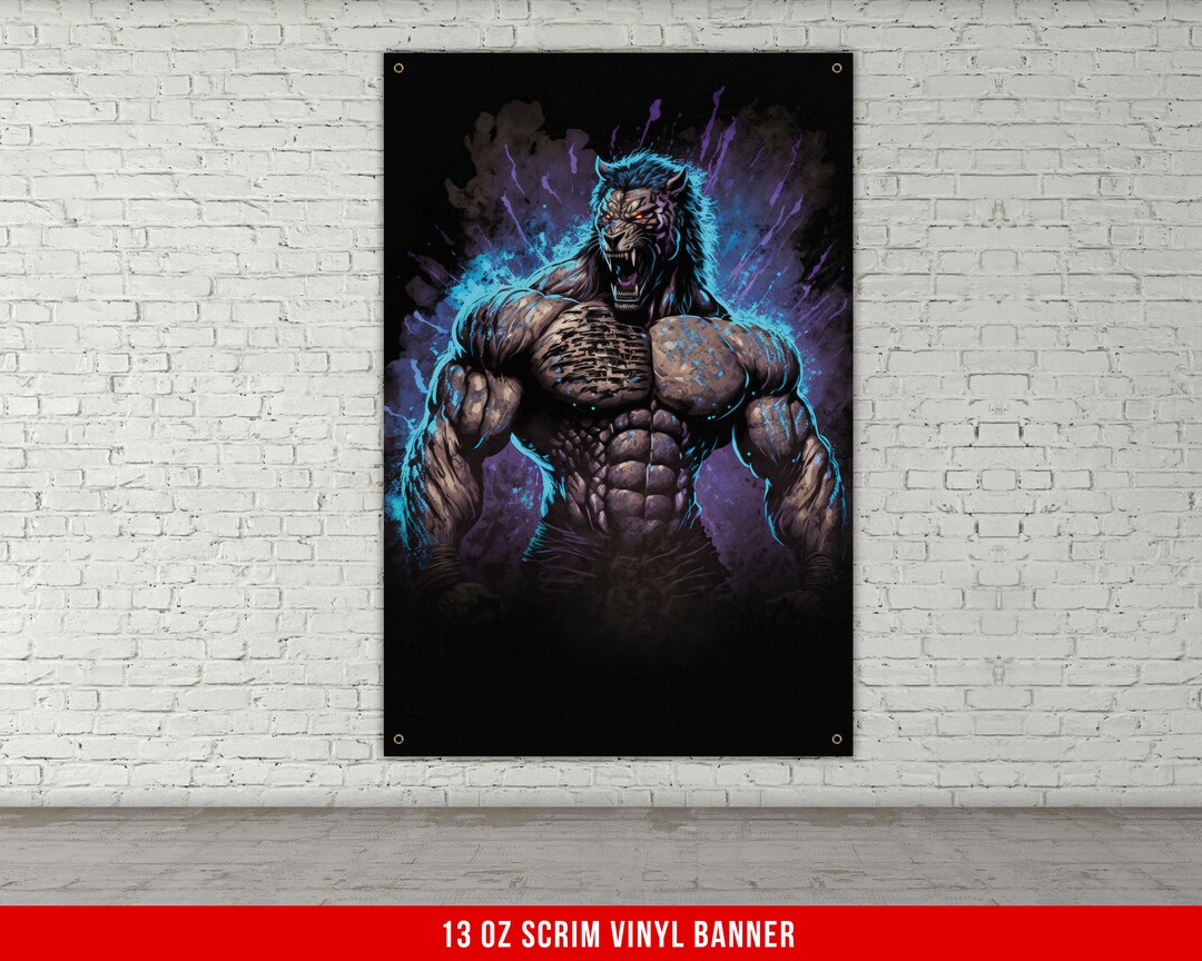 Tiger Muscles Banner Home Gym Decor Large Motivational Wall Art ...