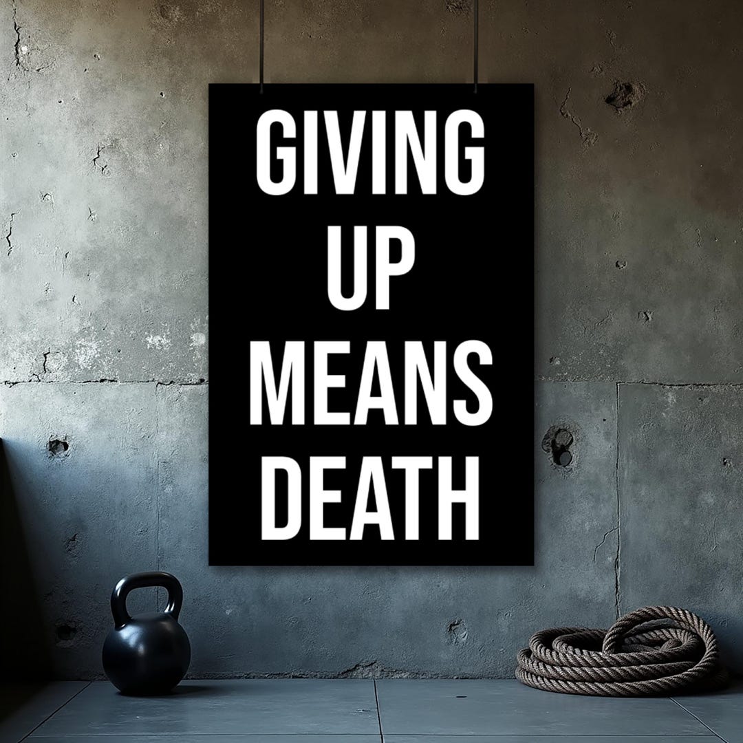 Giving up Means Death Fitness Motivation Poster, Home Gym Wall Art ...