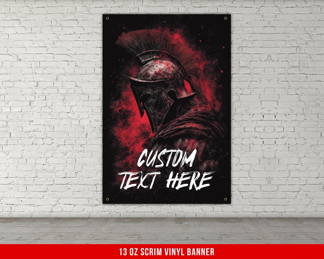 Spartan Warrior Banner, Custom Text Banner, Personalized Gym Banner ...