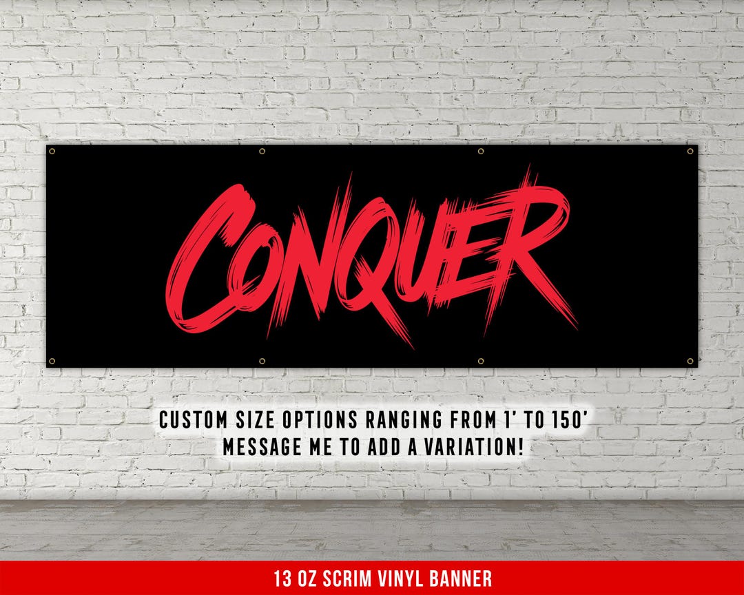 Conquer Motivational Banner, Home Gym Decor, Fitness Inspiration, Gym ...