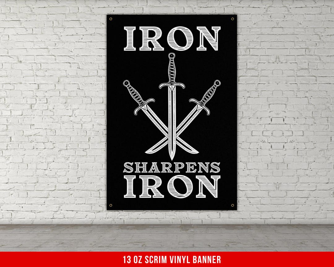Iron Sharpens Iron Vinyl Banner, Motivational Fitness Gym Decor ...