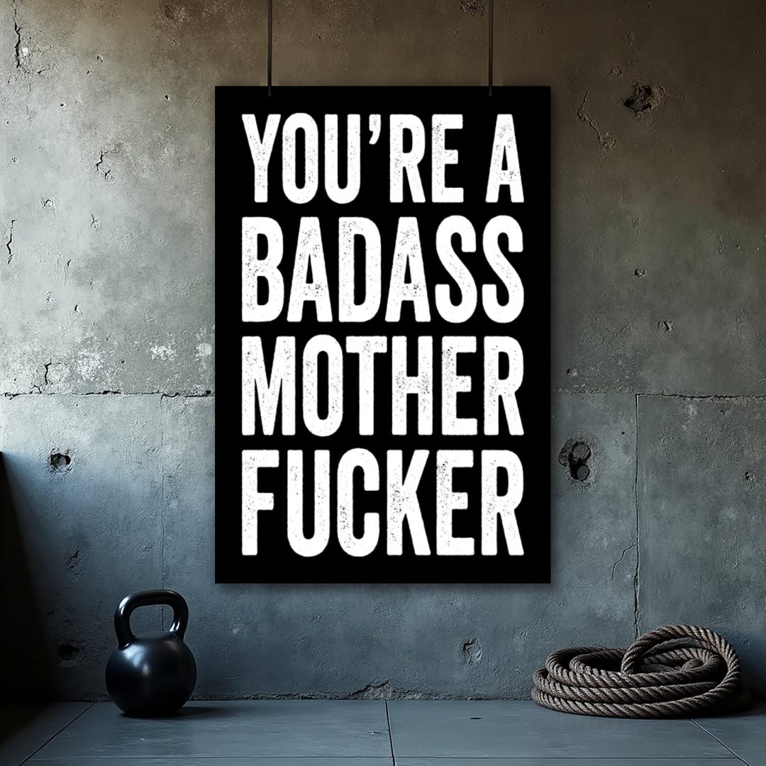 Badass Motivation Poster, Home Gym Wall Art, Funny Gym Decor ...